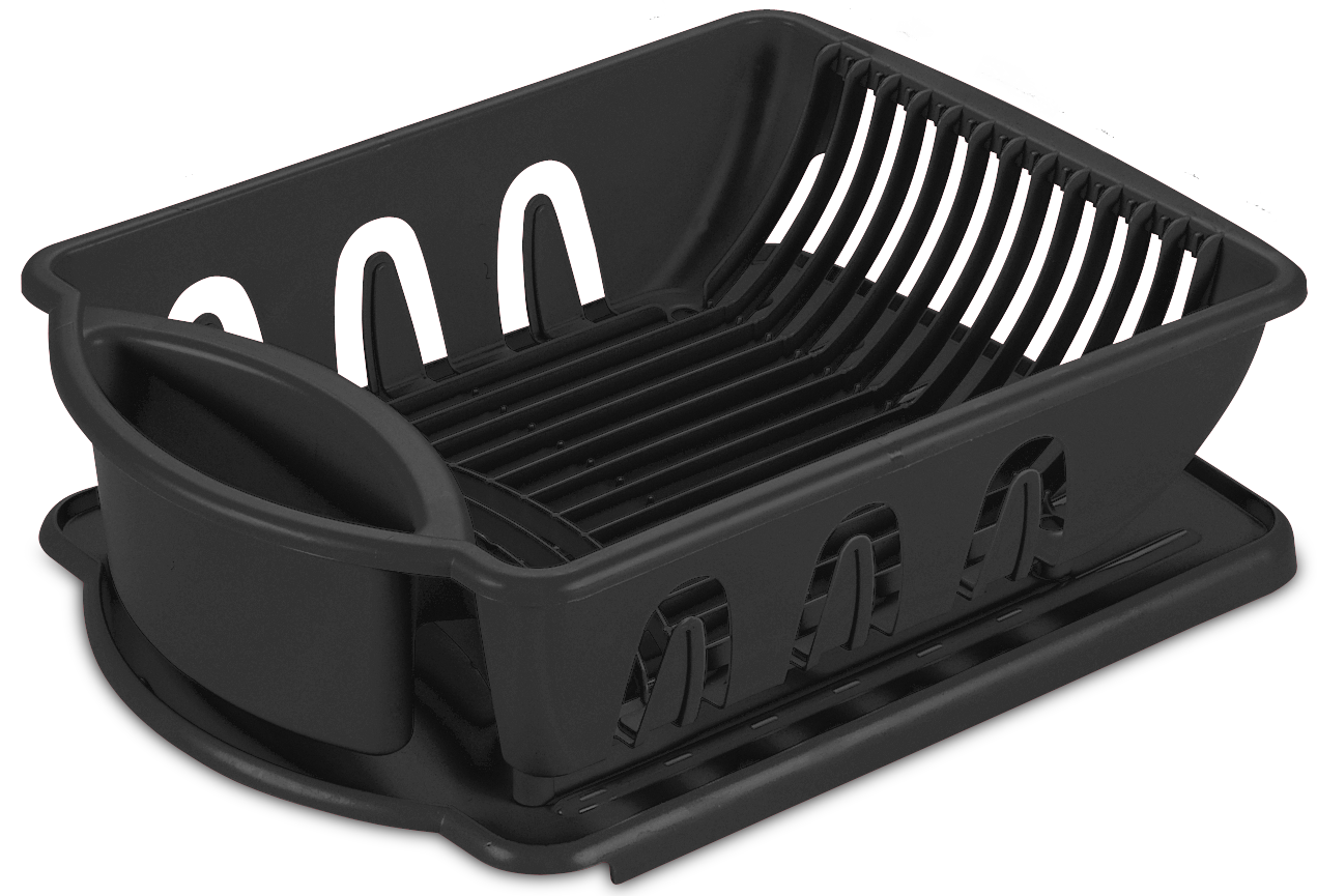 DISH DRAINER SET-LARGE- BLACK - Lee Distributors