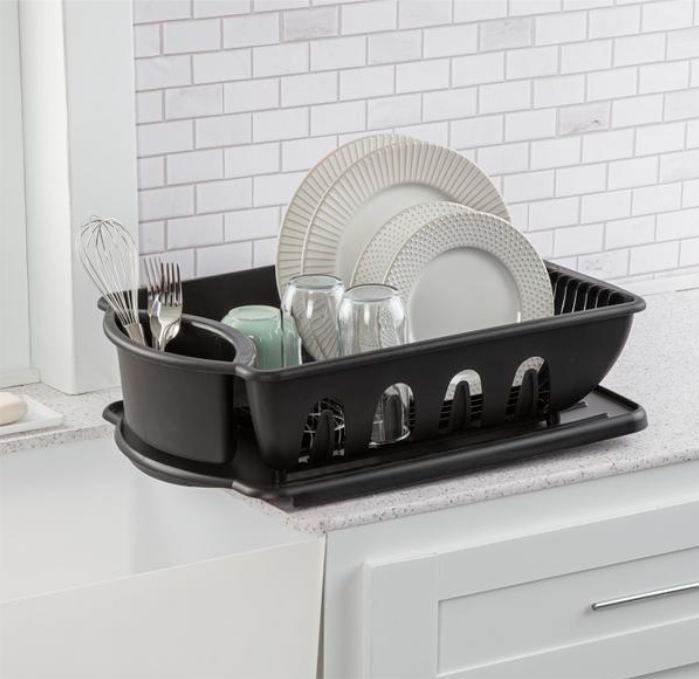 DISH DRAINER SET- JUMBO- BLACK - Lee Distributors