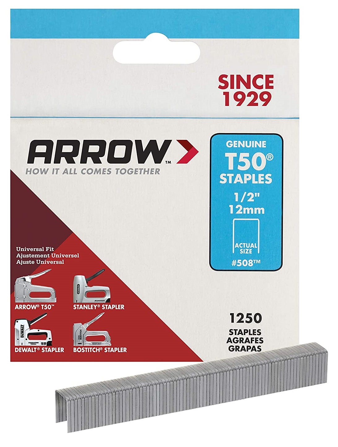 ARROW STAPLES- T50- 1250 ct – 1/2″ # 508 - Lee Distributors
