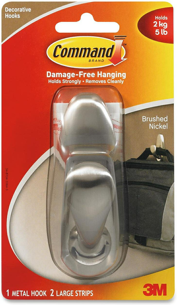 COMMAND HOOK BRUSHED NICKEL – LARGE - Lee Distributors