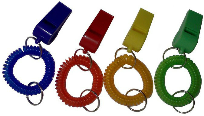 KEY HOLD WRIST COIL WHISTLE 12ct DISPLAY CARD ( # 66220 - Lee Distributors