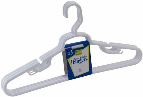 HANGER-TUBULAR-JUMBO-3 PAK WHITE - Lee Distributors