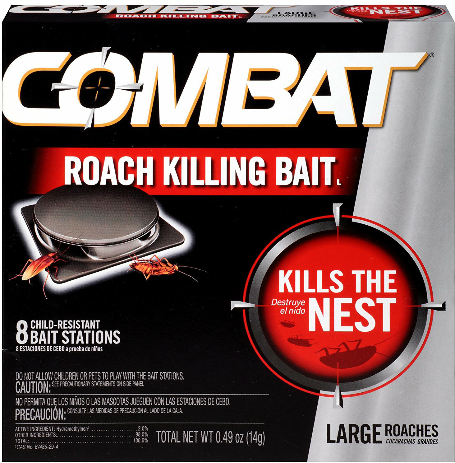 COMBAT -ROACH KILL -BLACK 8ct LARGE ROACHES - Lee Distributors