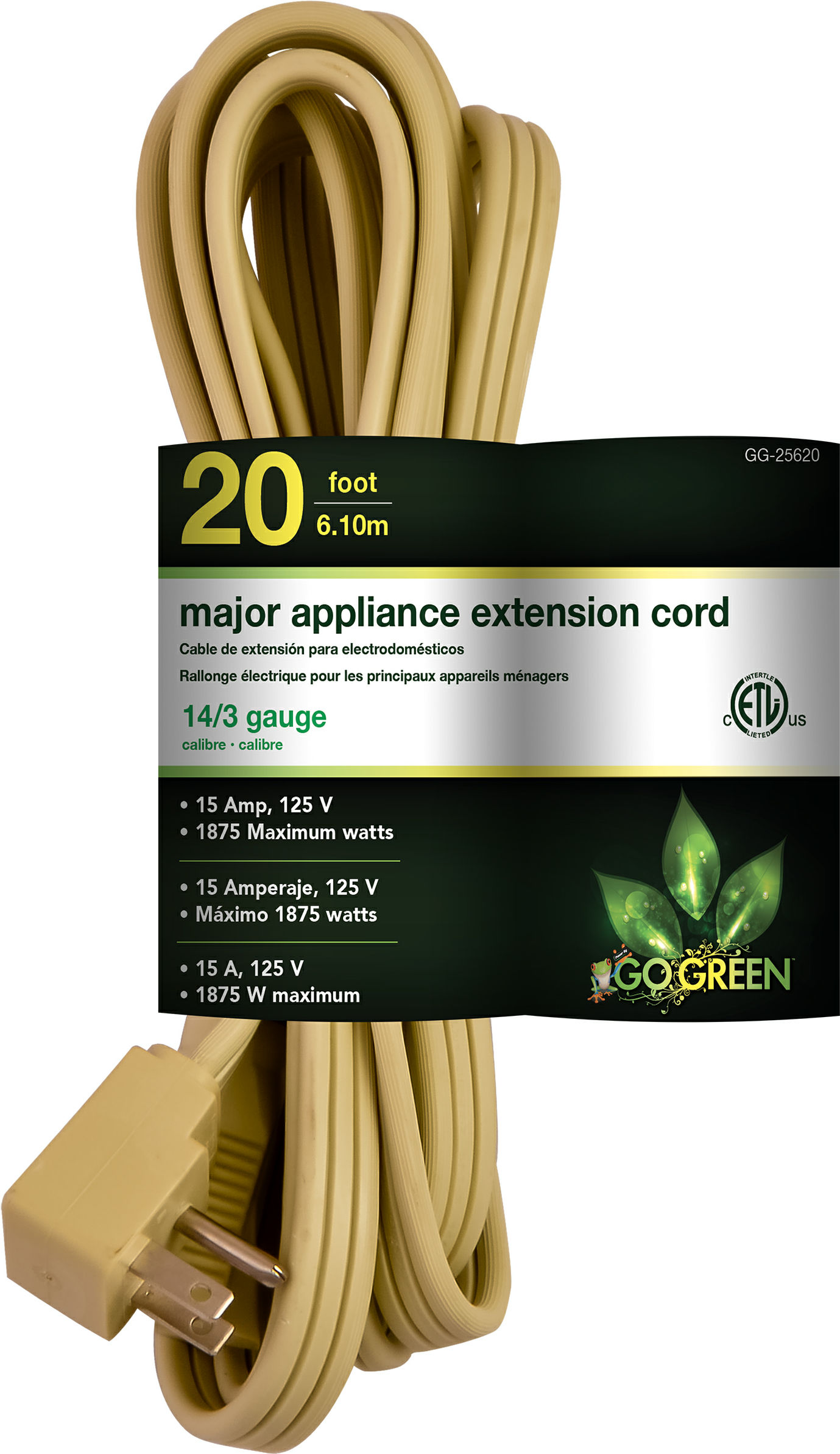 EXT.CORD- A/C – 3 TO 3-BEIGE – 20 FT - Lee Distributors