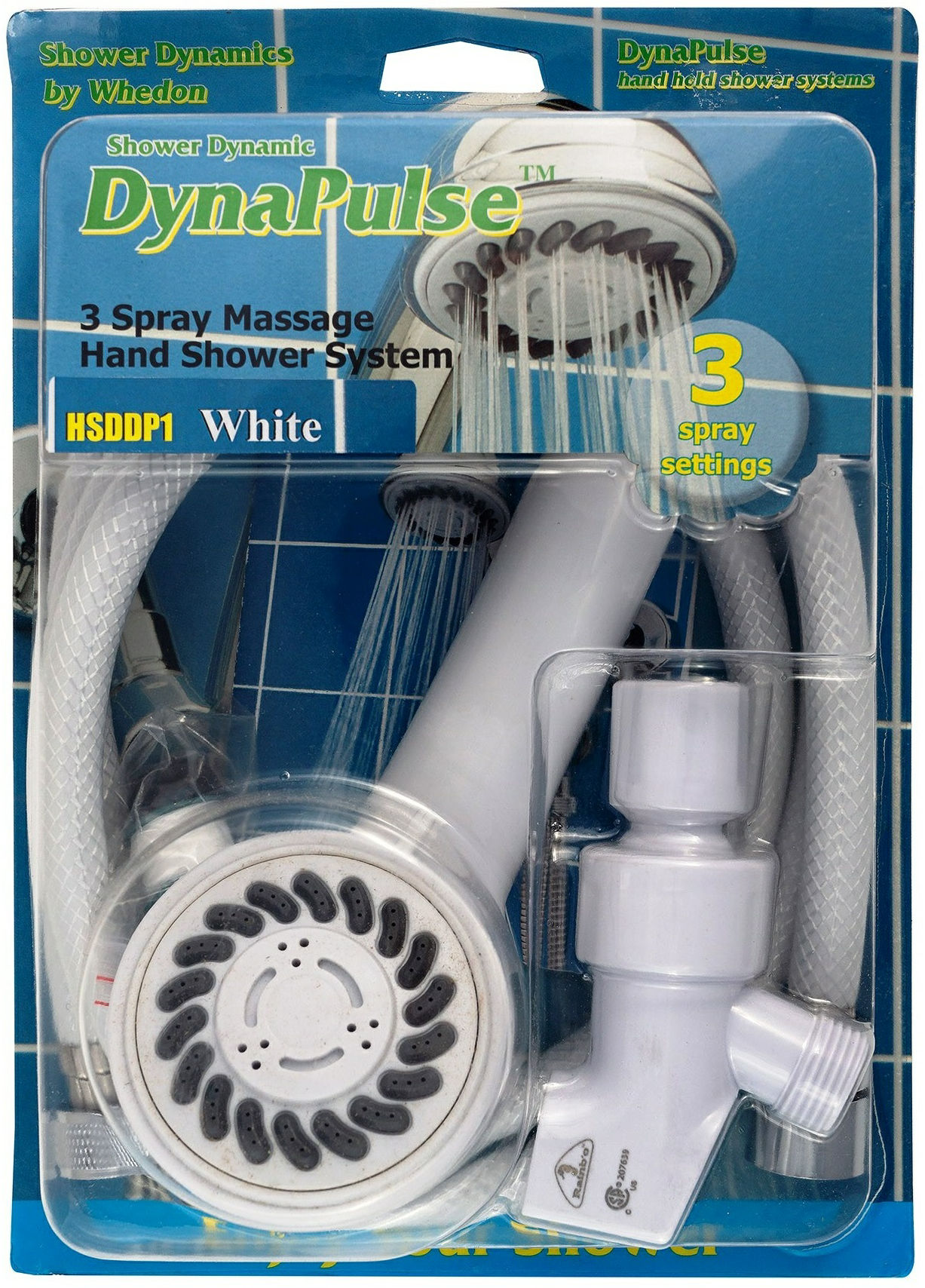SHOWER HEAD/MASSG-DYNA PULSE- WHITE-3 SETTINGS - Lee Distributors