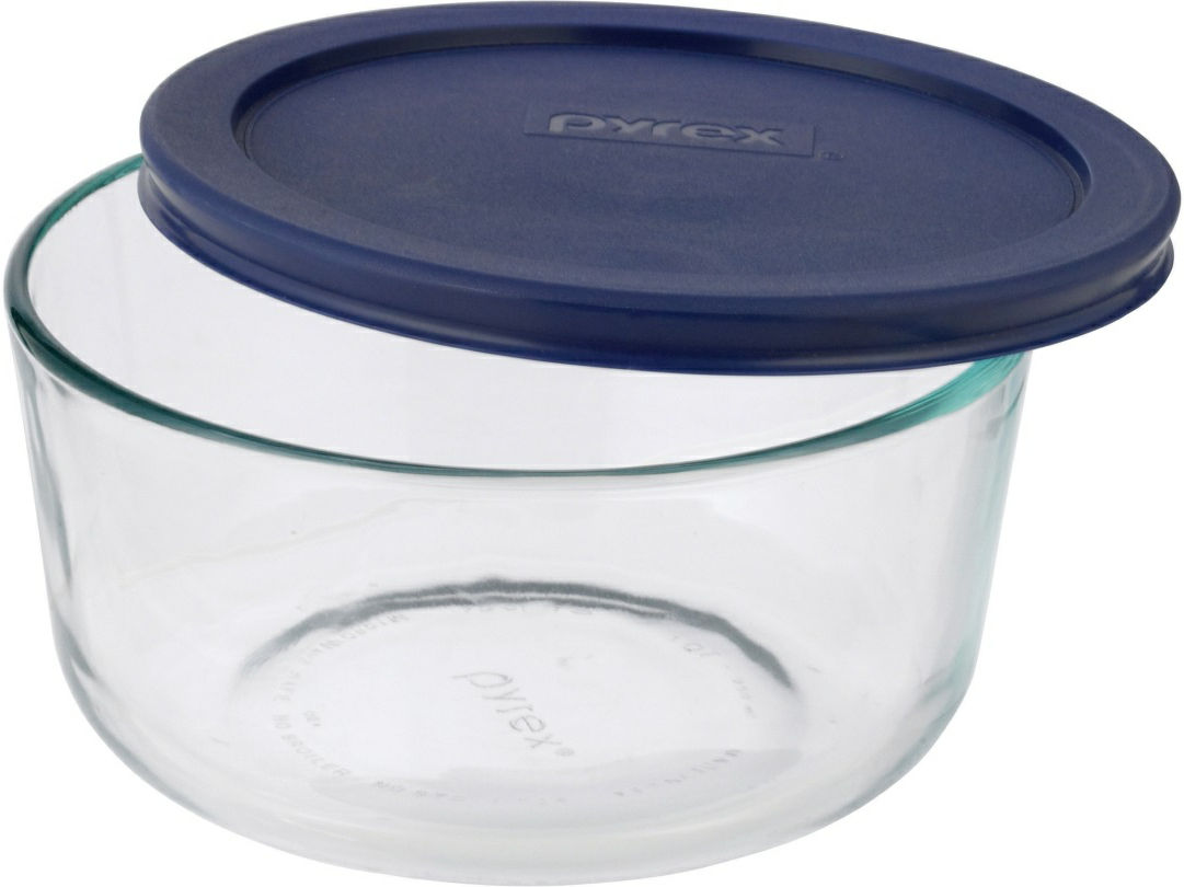 PYREX-ROUND-BAKE DISH-BLUE COV 7 cup - Lee Distributors