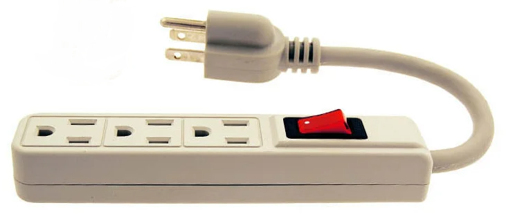 POWER STRIP-3/PLUG-PLASTIC- NO SURGE - Lee Distributors