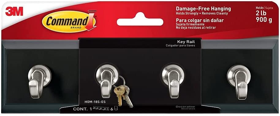 COMMAND HOOK RACK-w/4 HOOKS- BLACK - Lee Distributors