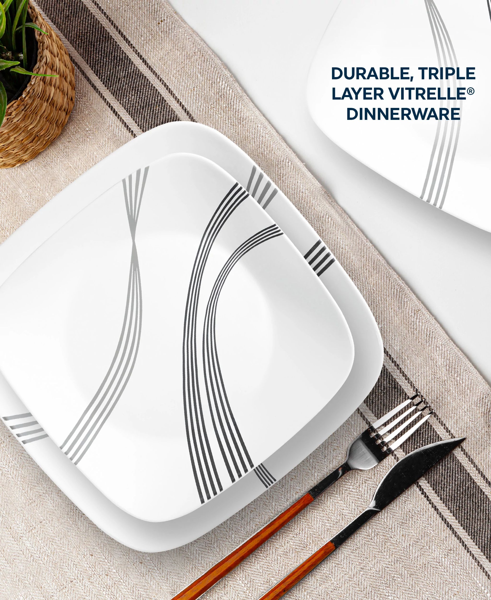 CORELLE MUGLESS SQ.* 16pc SET URBAN ARC - Lee Distributors