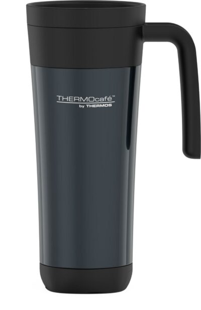 THERMOS TRAVEL MUG – SS 20oz W/HANDLE – CHARCOAL/NAVY - Lee Distributors