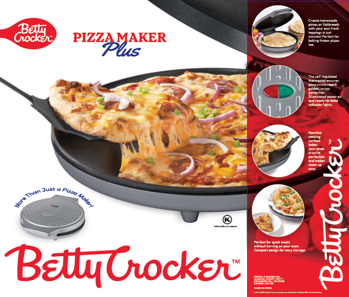 BETTY CROCKER 12″ PIZZA MAKER- SILVER - Lee Distributors