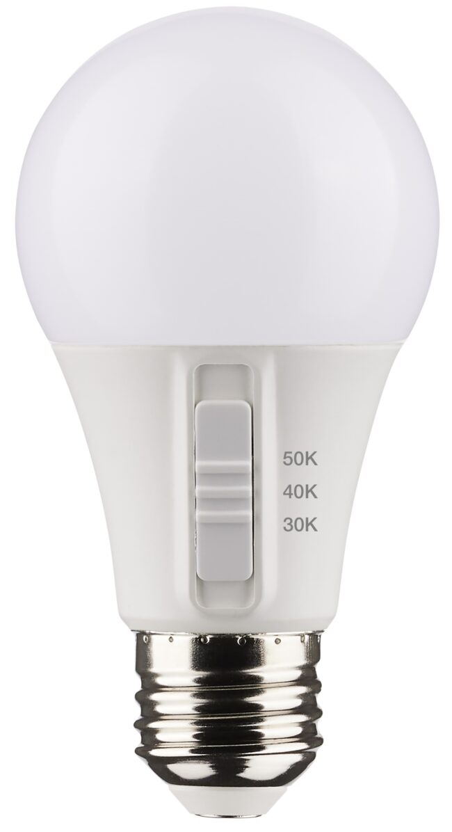 A19 COLOR SELECTABLE 4pk BULBS 40 watt EQUIV 6 watt NON DIM - Lee Distributors