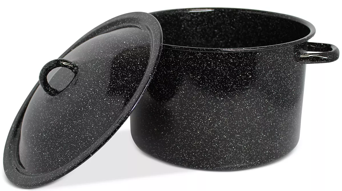 ENAMEL-STOCK POT 16 QT BLACK - Lee Distributors