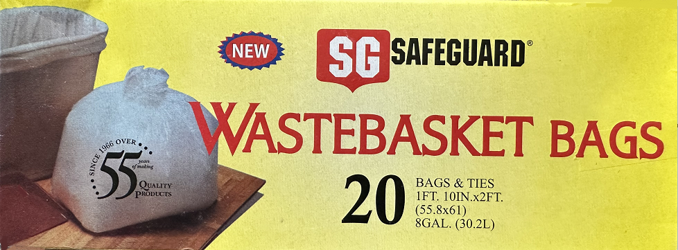 TRASH BAG- 8 gal – SMALL UNSCENTED 20ct – SAFEGUARD - Lee Distributors