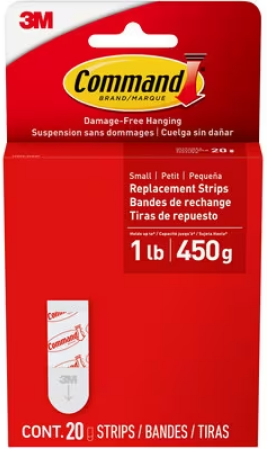 COMMAND REPLACE STRIPS-SMALL- 20 PACK - Lee Distributors