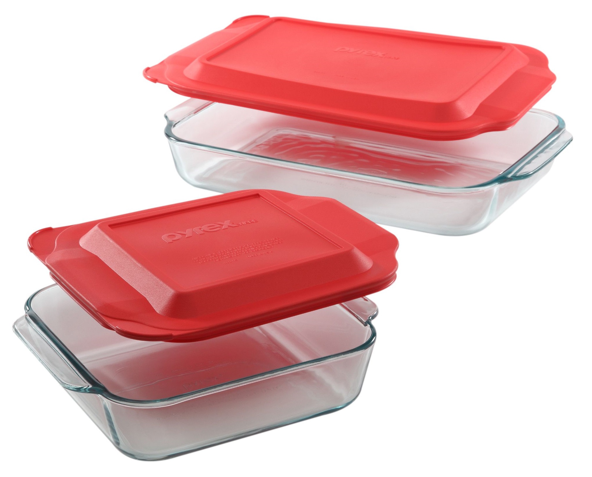 PYREX-4pc VALUE SET w/COVERS- 2 qt (8×8) – 3 qt (9.5×15) - Lee Distributors