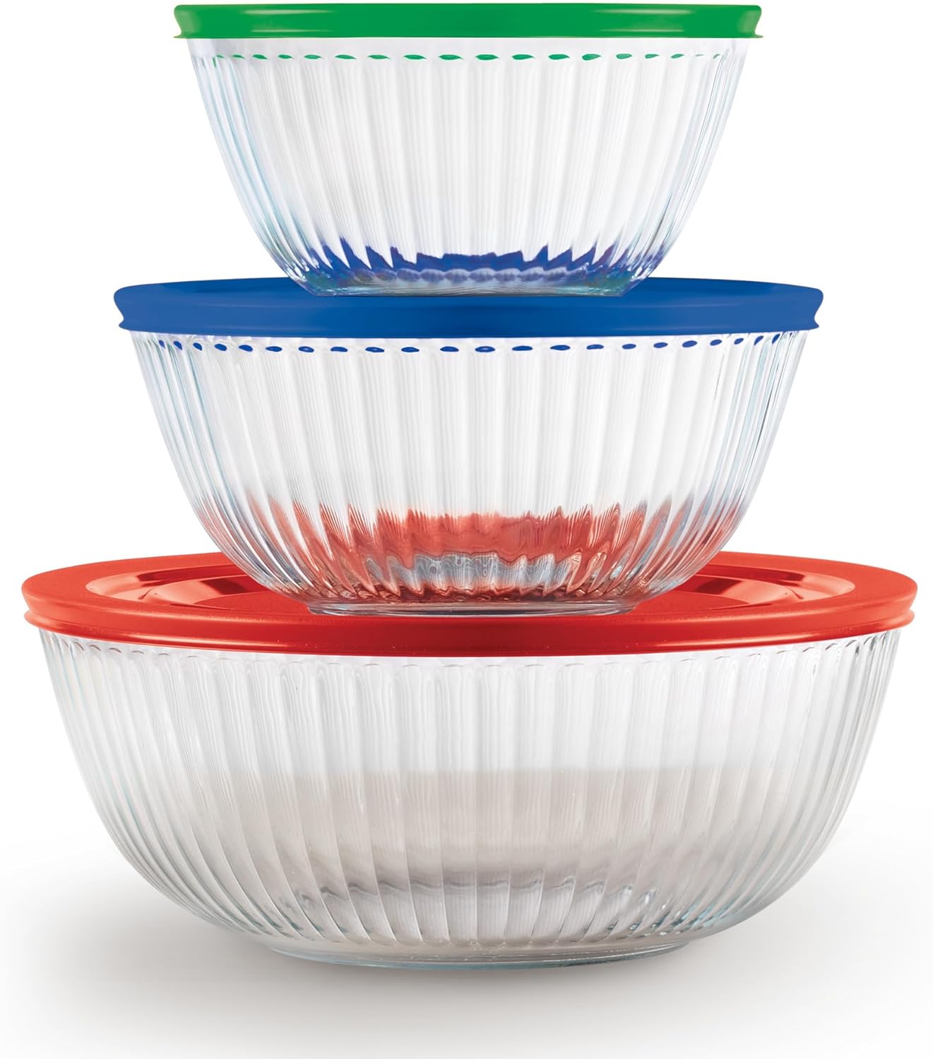 PYREX-4 PC.COVERD TINTED MIXIN G BOWLS 2.3 QT and 4.5 QT - Lee Distributors