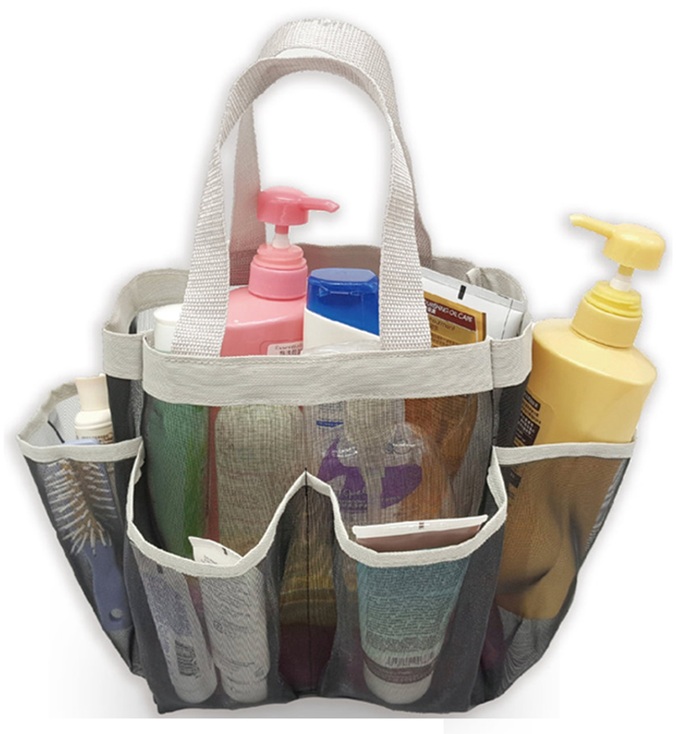 SHOWER CADDY TOTE BAG W/ COMPARTMENTS – GREY - Lee Distributors