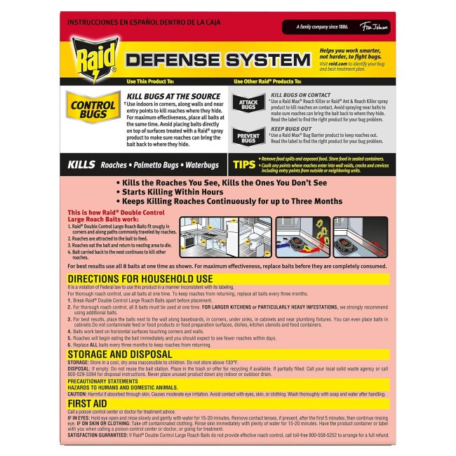 RAID LARGE ROACH BAITS 8ct DOUBLE CONTROL - Lee Distributors