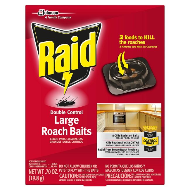 RAID LARGE ROACH BAITS 8ct DOUBLE CONTROL - Lee Distributors